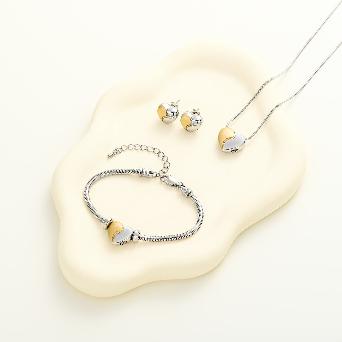 Paragon Cremation Jewelry Set - Silver and Gold Heart - ITPAR110 ...