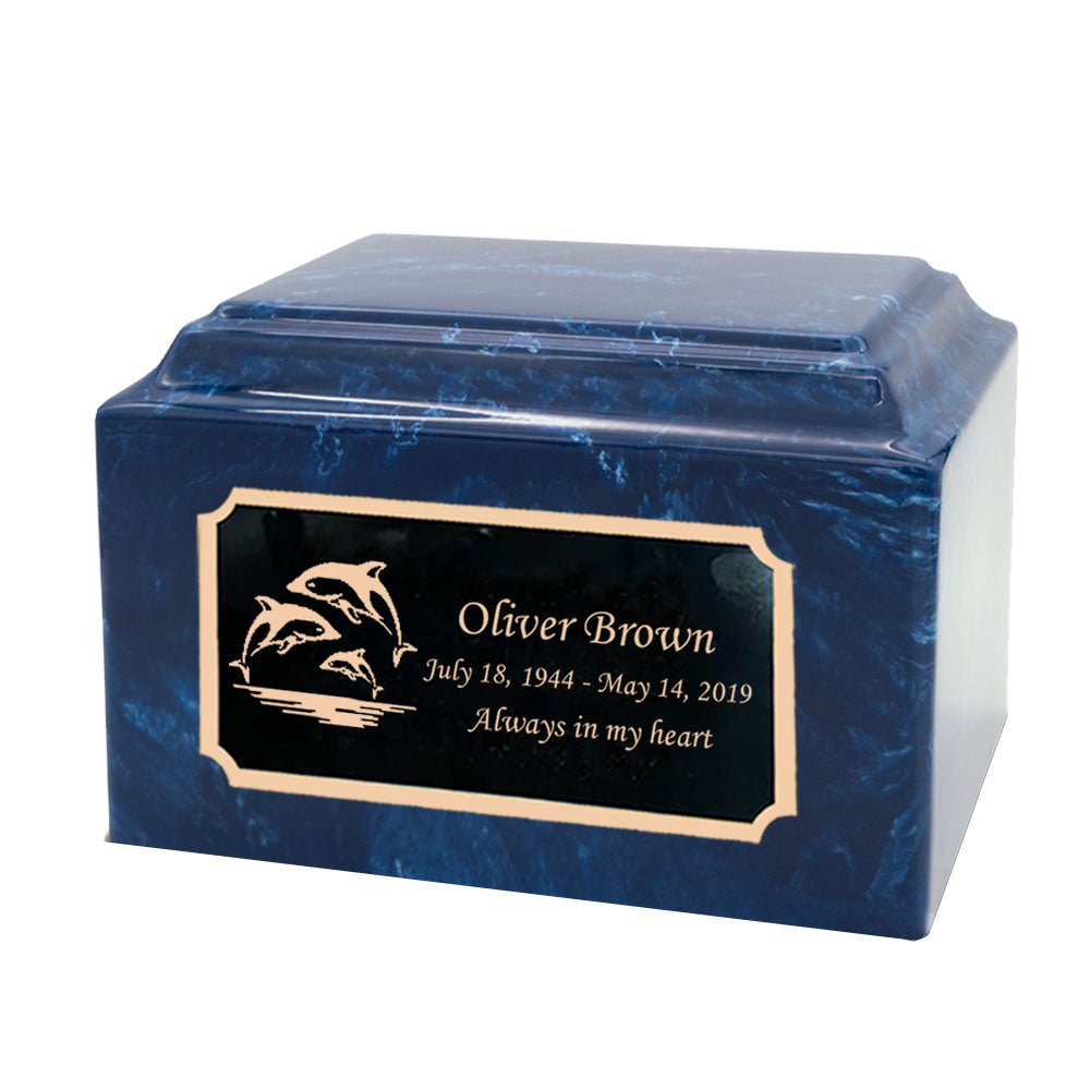 Prussian Blue Grace Cultured Marble Urn - IUCM806| Infinityurns