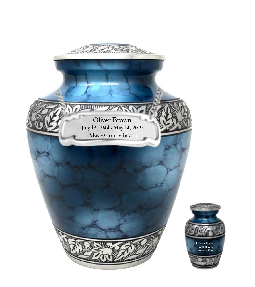 Modest Series - Elite Cloud Blue & Silver Cremation Urn - IUAL176 ...