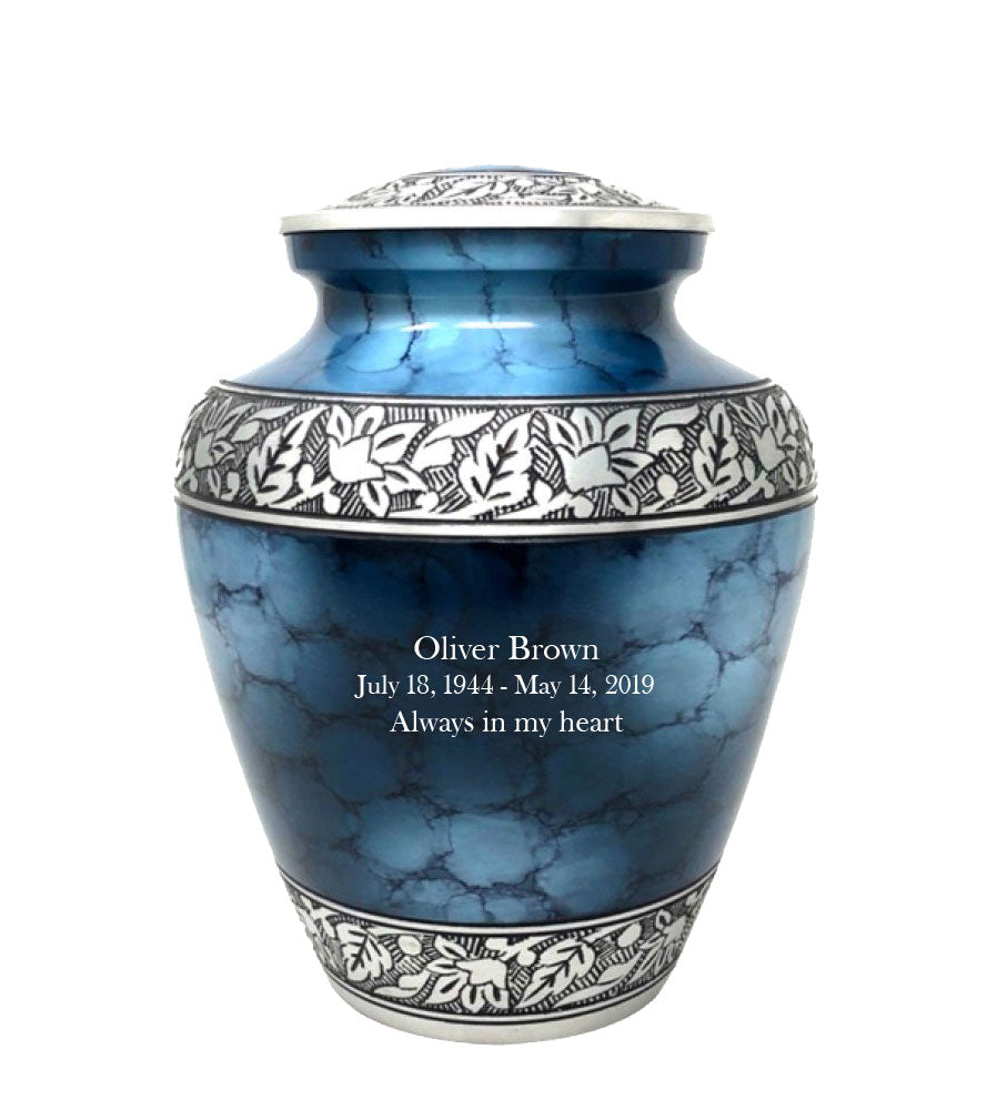 Modest Series - Elite Cloud Blue & Silver Cremation Urn - IUAL176 ...