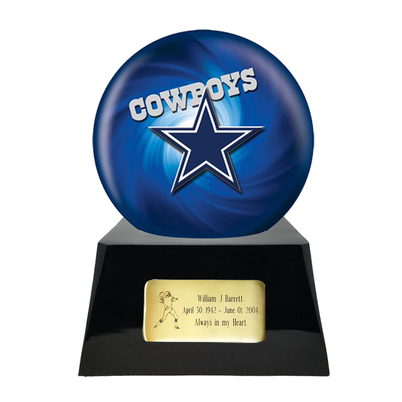 Football Trophy Urn Base with Optional Dallas Cowboys Team Sphere NFL ...